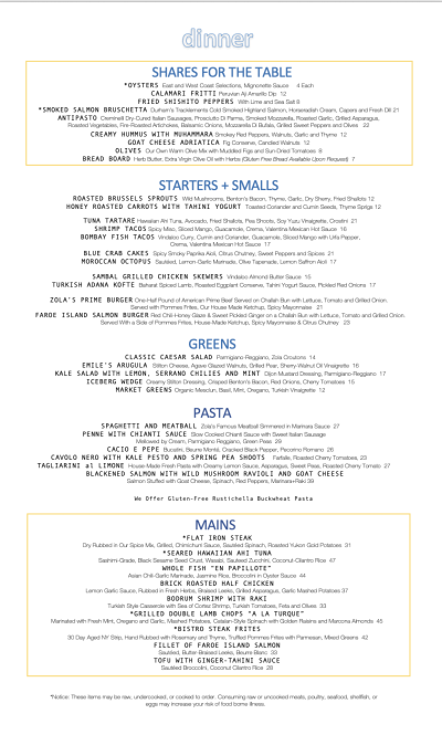 Lunch/Dinner – Café Zola
